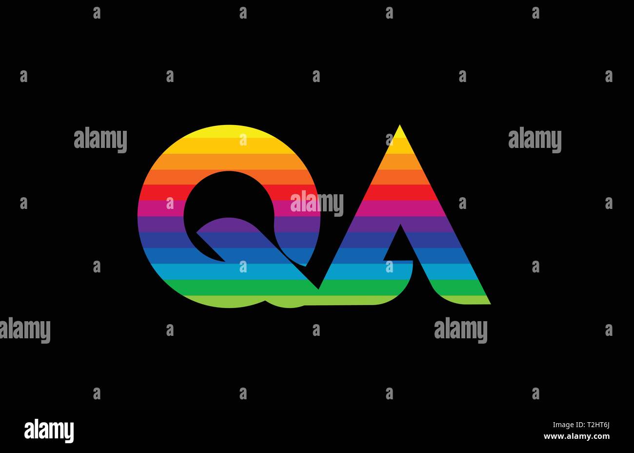rainbow color colored colorful alphabet letter qa q a logo combination ...