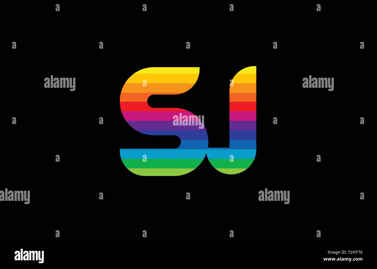 rainbow color colored colorful alphabet letter sj s j logo combination ...