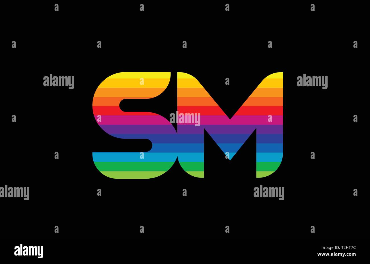 rainbow color colored colorful alphabet letter sm s m logo combination ...