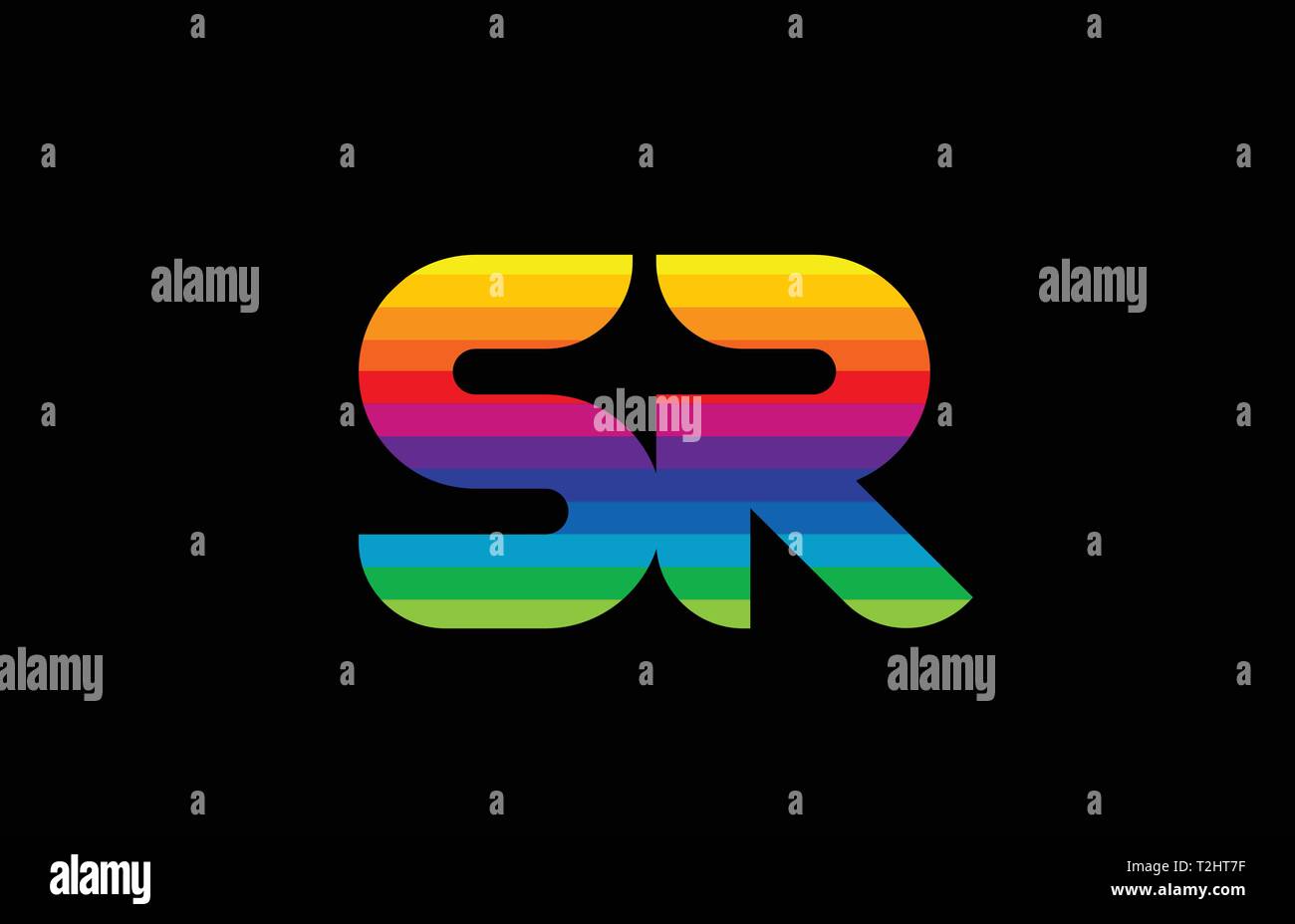 rainbow color colored colorful alphabet letter sr s r logo combination ...