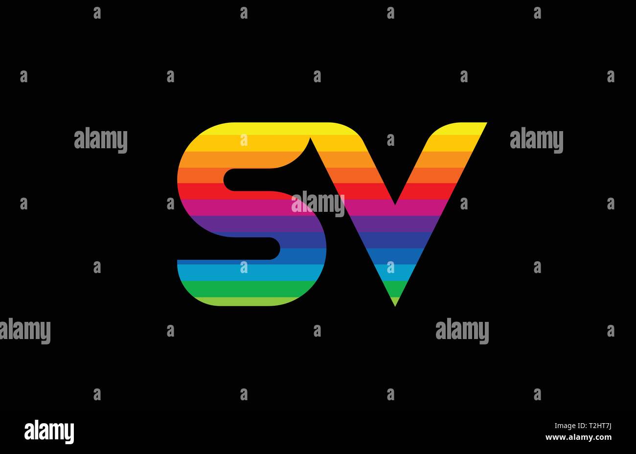 rainbow color colored colorful alphabet letter sv s v logo combination ...