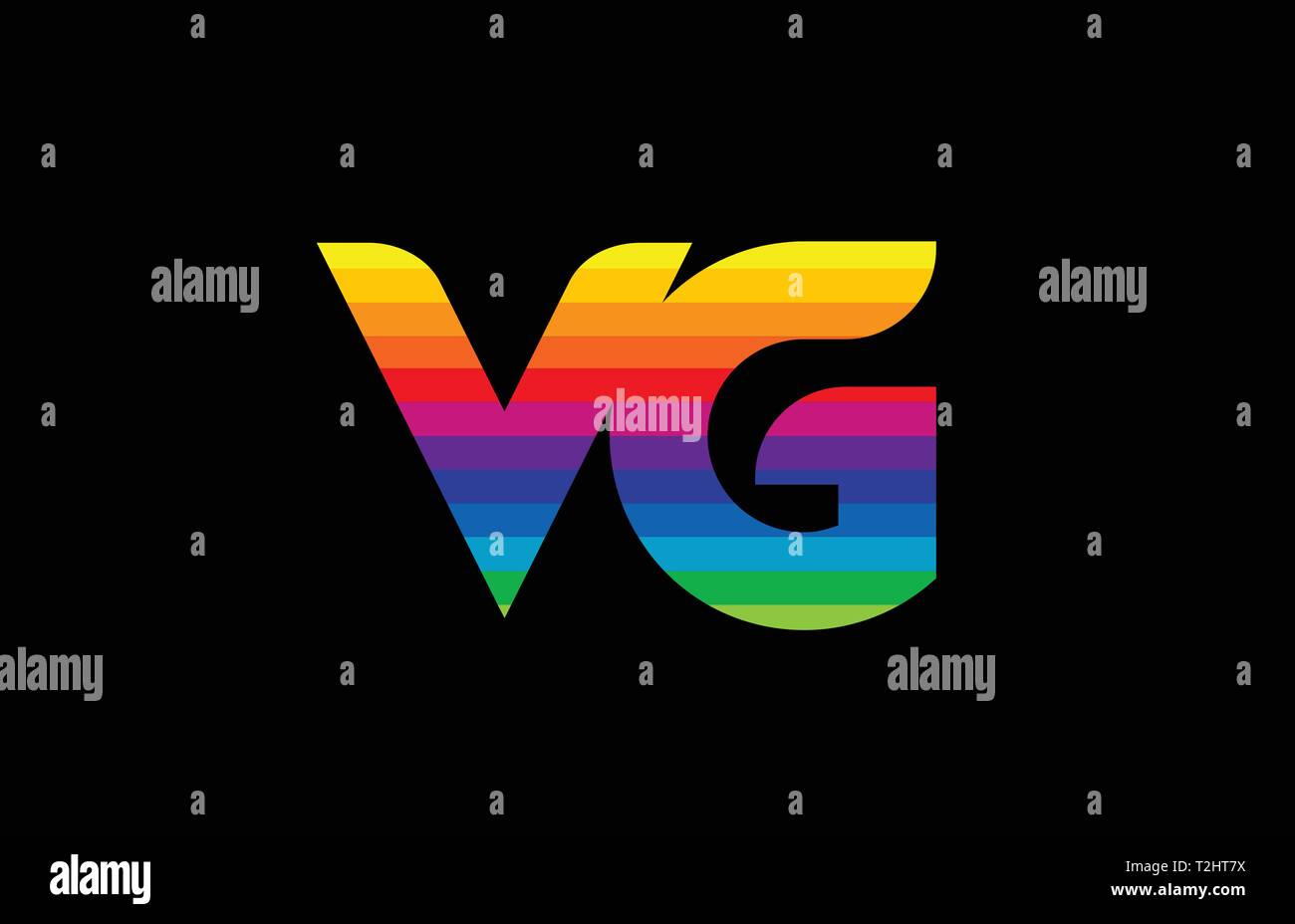 rainbow color colored colorful alphabet letter vg v g logo combination ...
