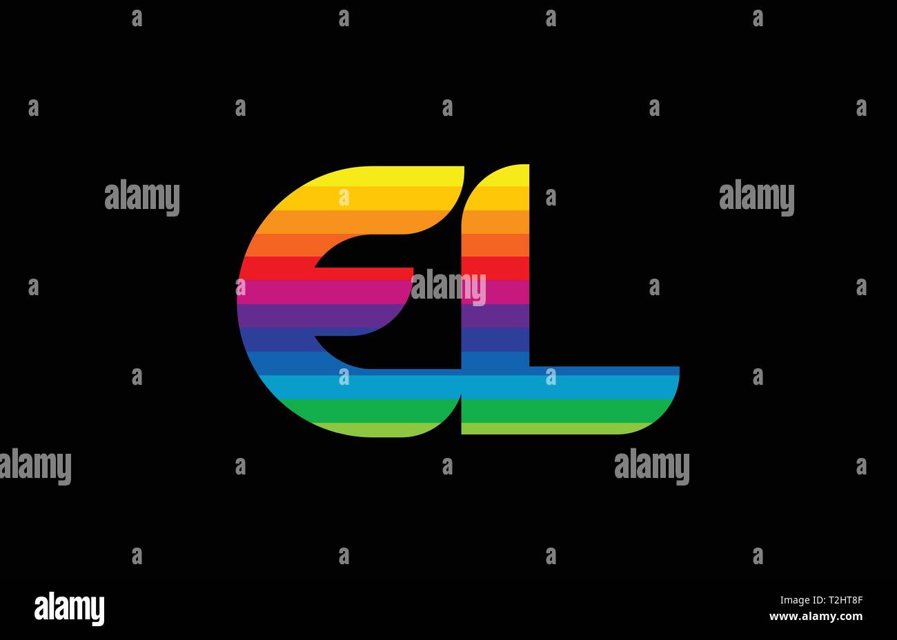 rainbow color colored colorful alphabet letter el e l logo combination ...
