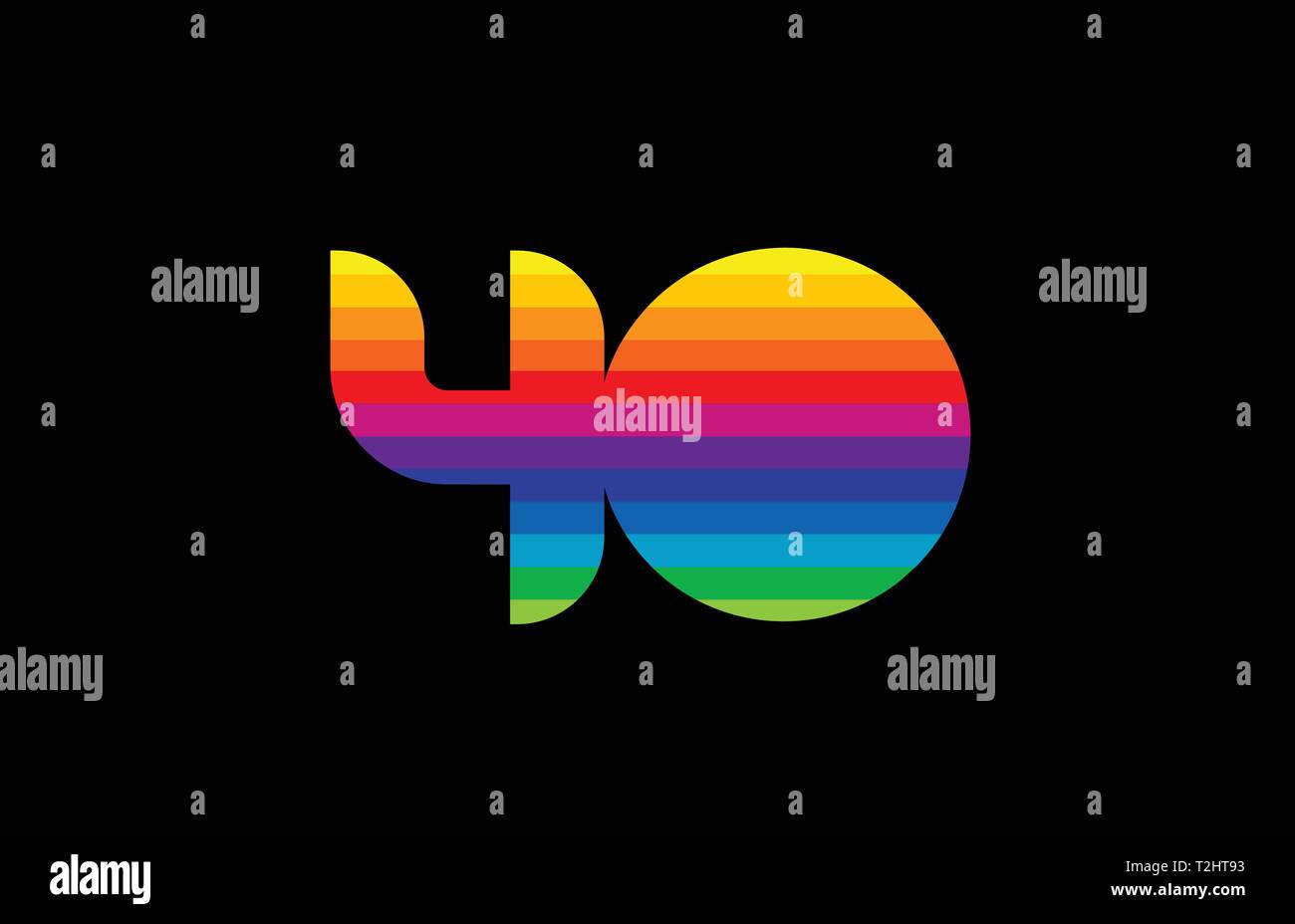 rainbow color colored colorful number 40 logo design suitable for a ...