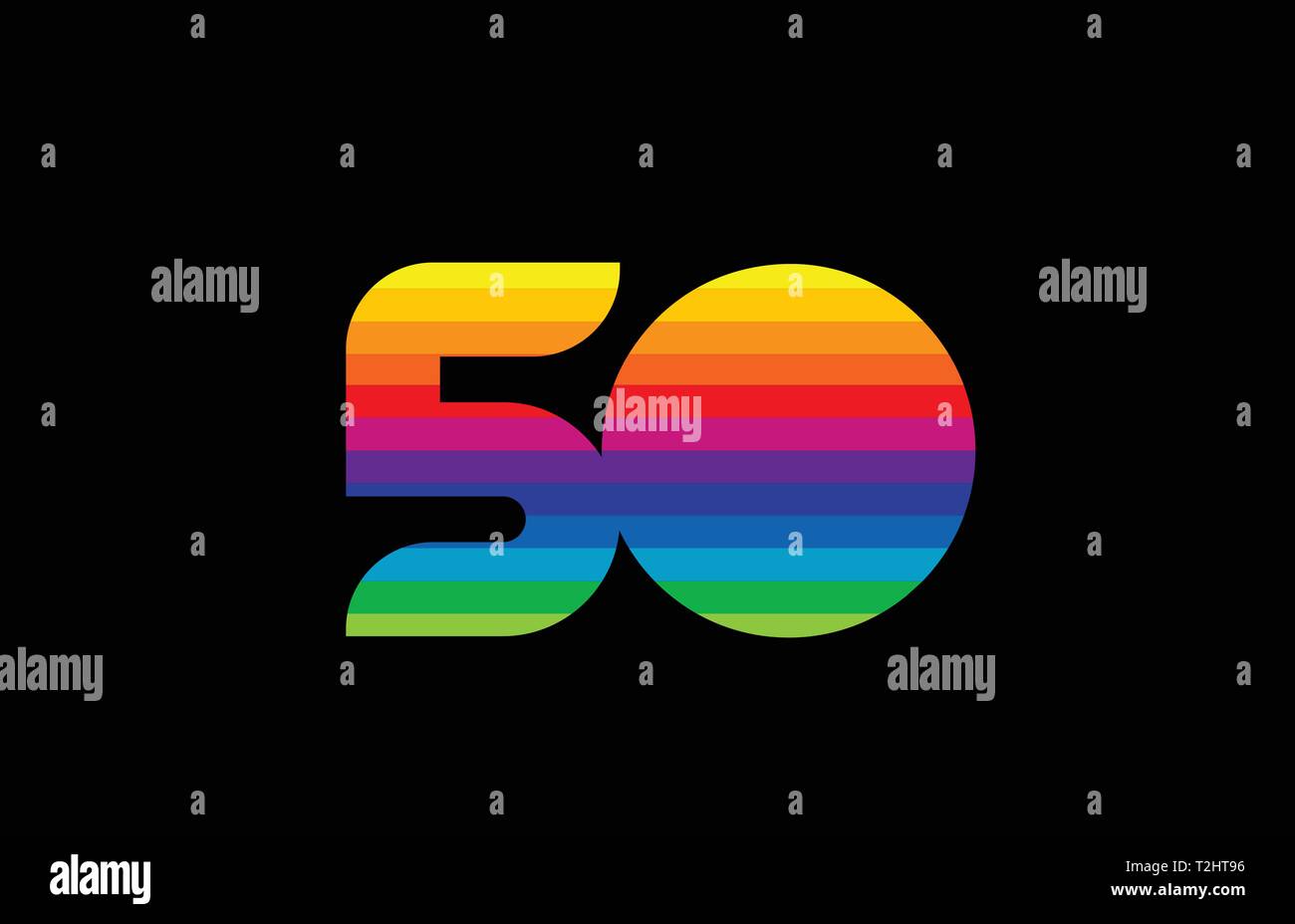 rainbow color colored colorful number 50 logo design suitable for a ...