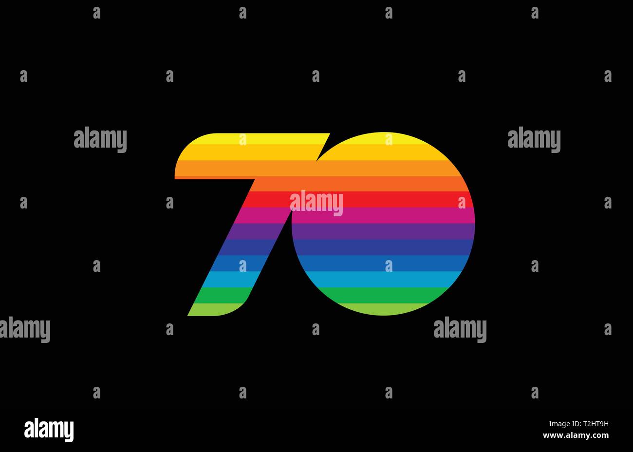 rainbow color colored colorful number 70 logo design suitable for a ...