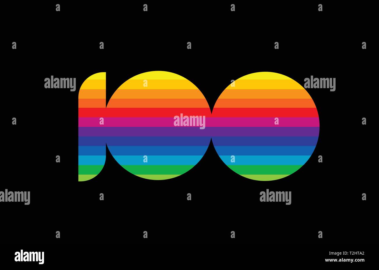 rainbow color colored colorful number 100 logo design suitable for a ...