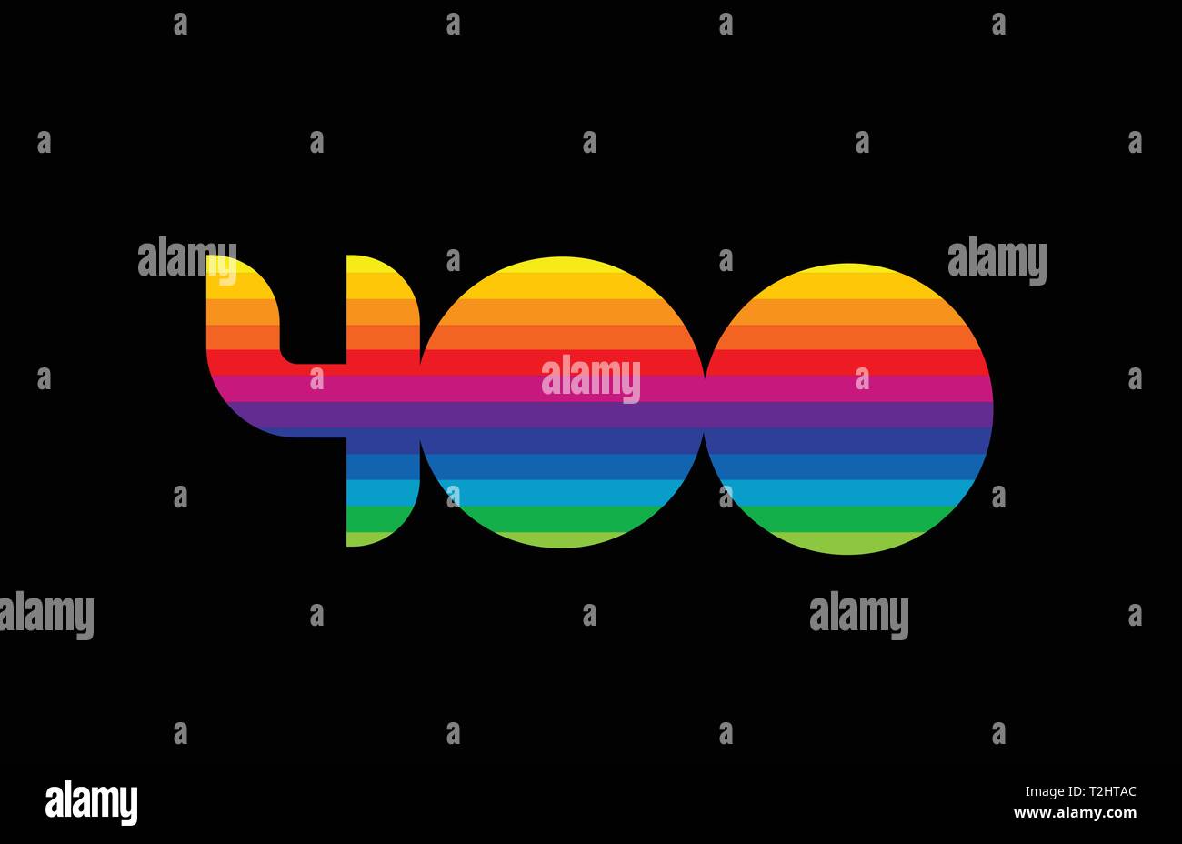 rainbow color colored colorful number 400 logo design suitable for a ...