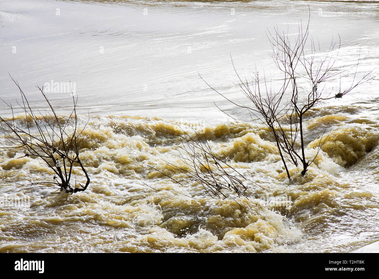 River in flood after several days of rain Stock Photo - Alamy
