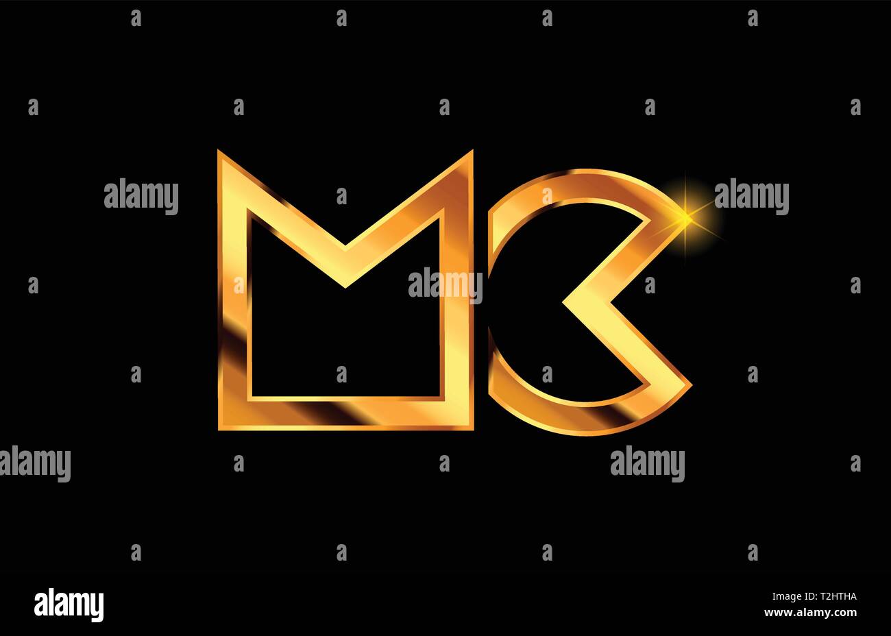 gold golden metal alphabet letter logo combination mc m c design ...