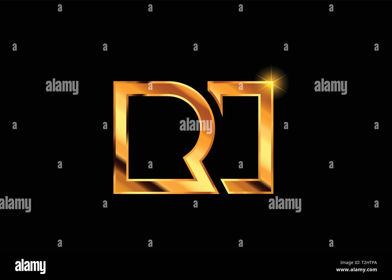 gold golden metal alphabet letter logo combination ri r i design ...