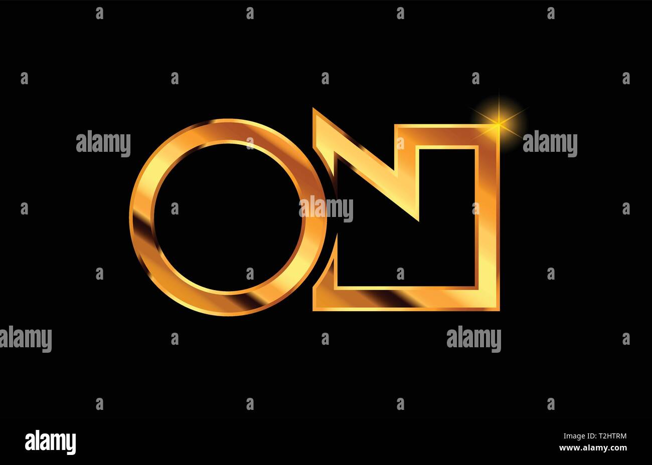 gold golden metal alphabet letter logo combination on o n design ...