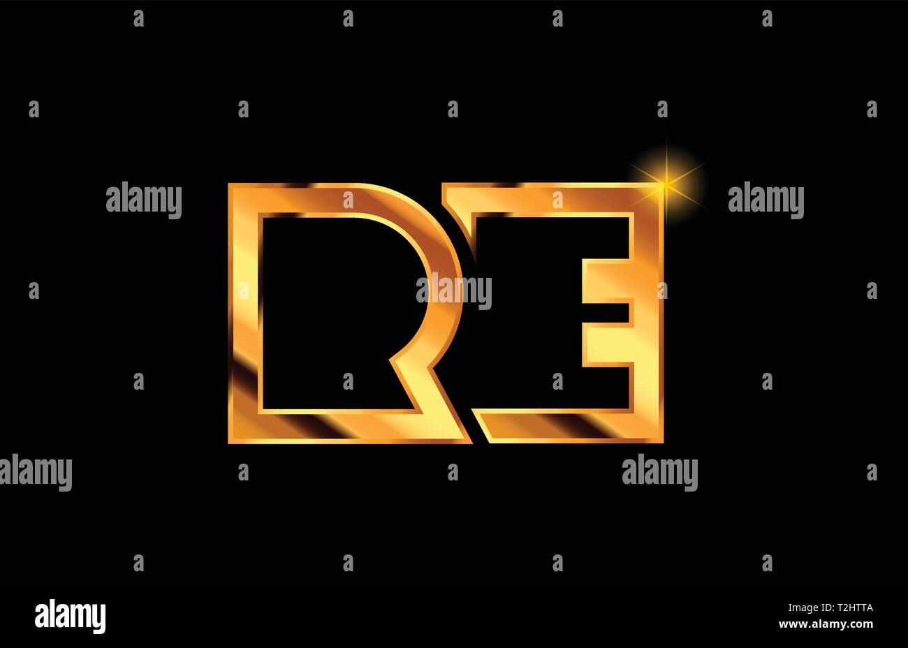 gold golden metal alphabet letter logo combination re r e design ...