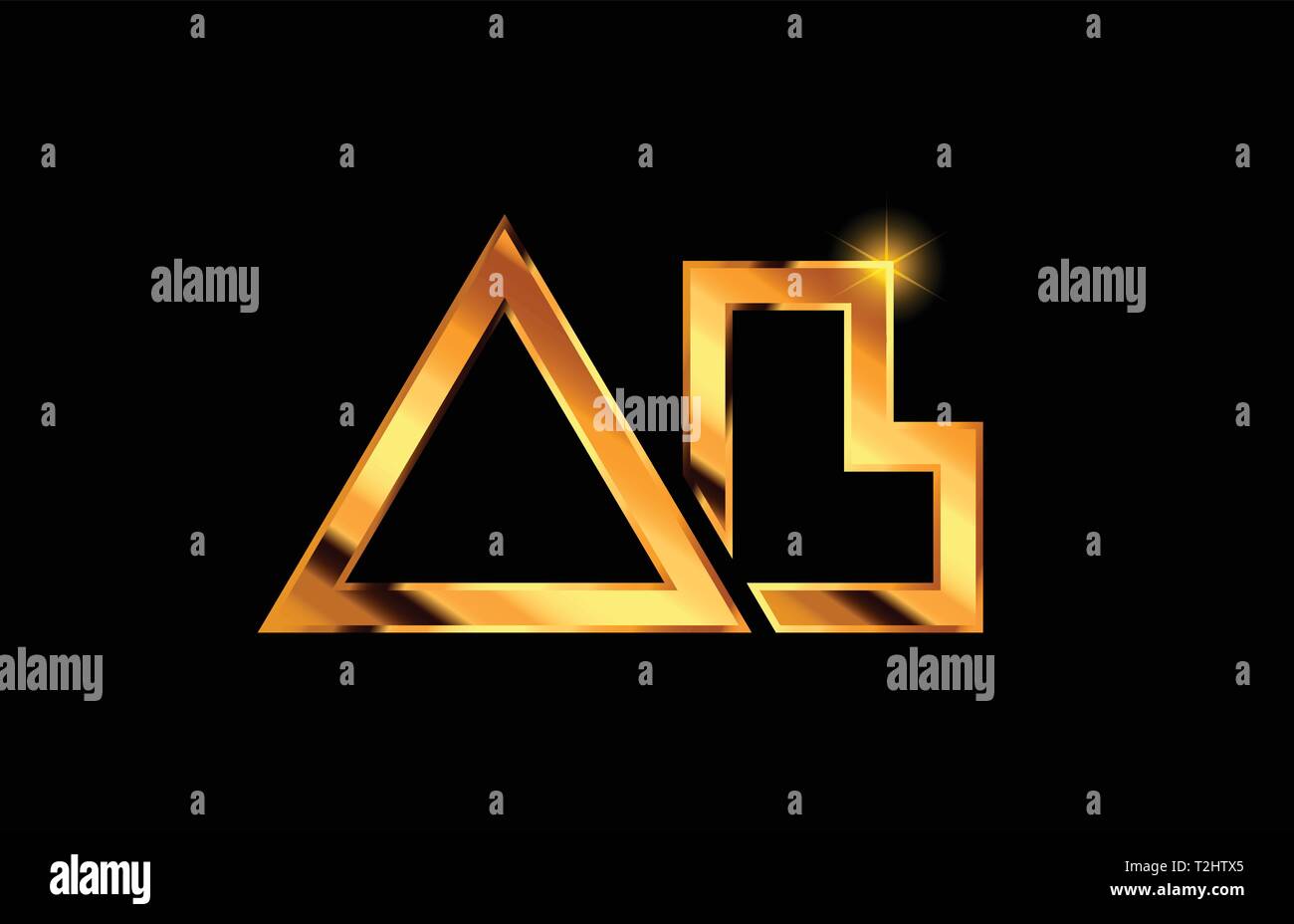 gold golden metal alphabet letter logo combination al a l design ...