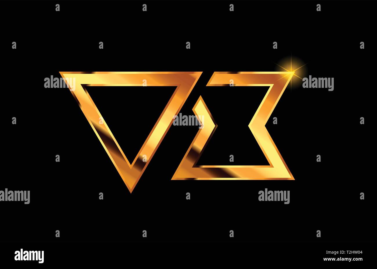 gold golden metal alphabet letter logo combination vx v x design ...