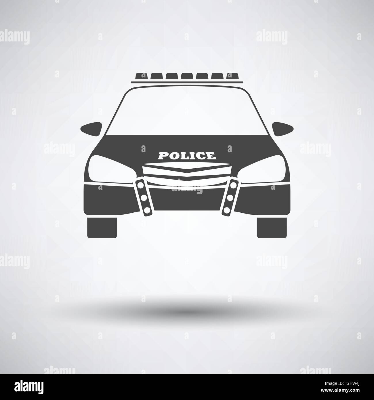 Police icon front view on gray background, round shadow. Vector ...