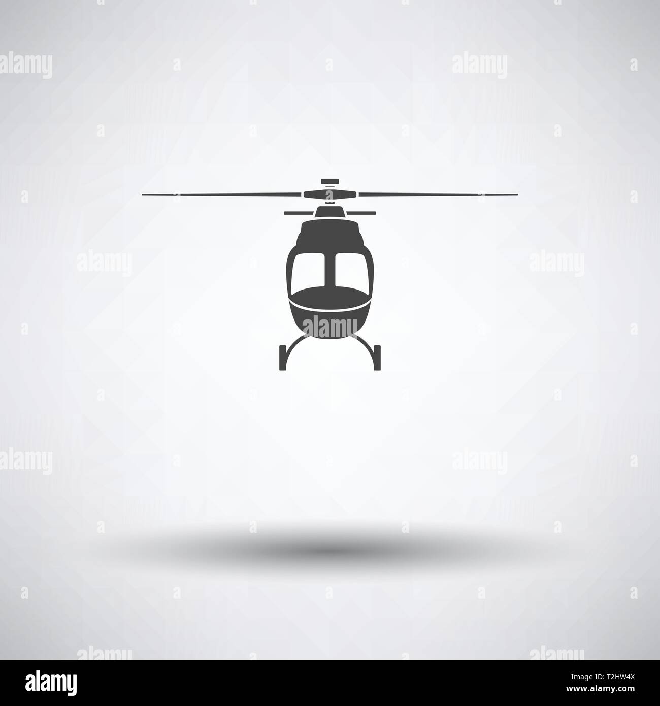 Helicopter icon front view on gray background, round shadow. Vector ...