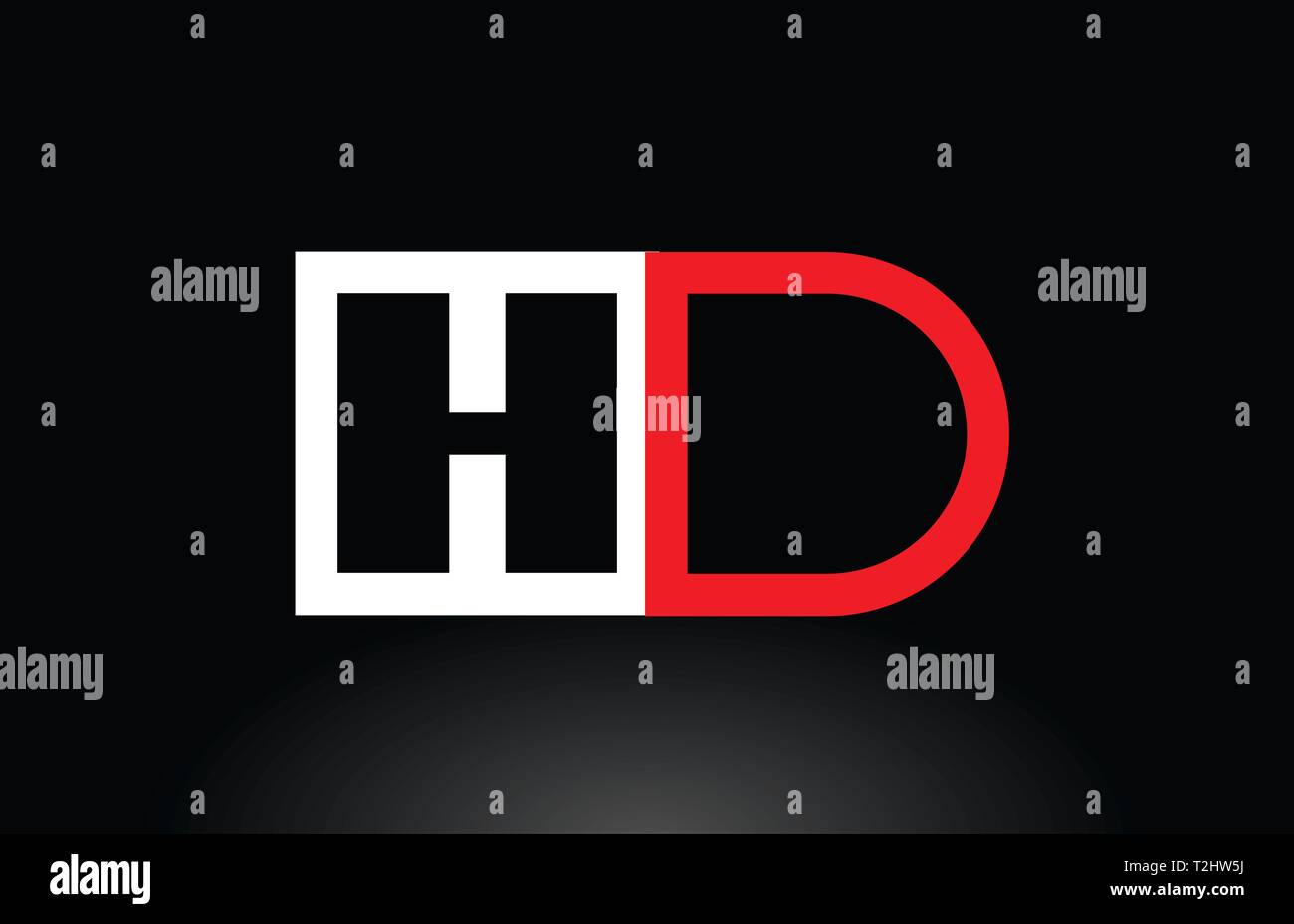 red white alphabet letter logo combination hd h d design suitable for a ...