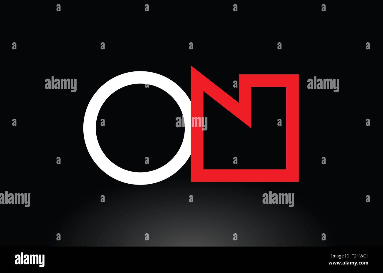 red white alphabet letter logo combination on o n design suitable for a ...