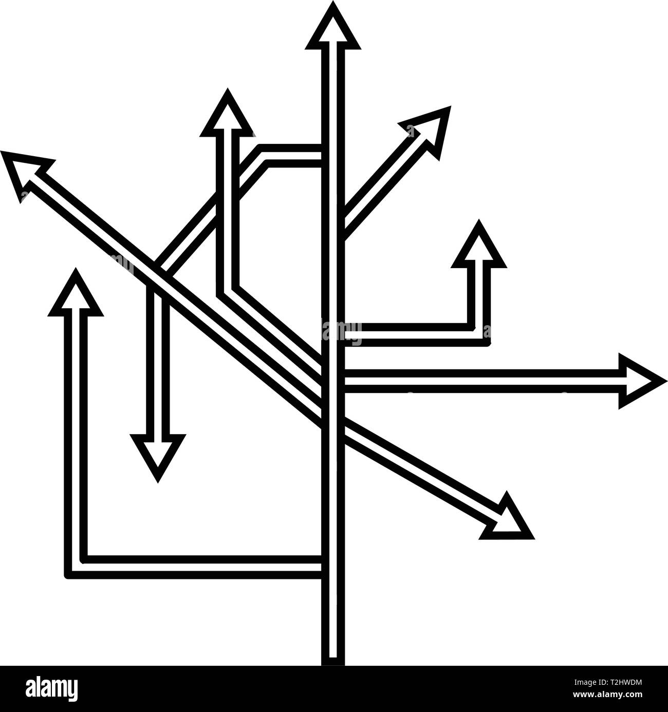 Direction Arrows Icon. Thin line design. Vector illustration Stock ...