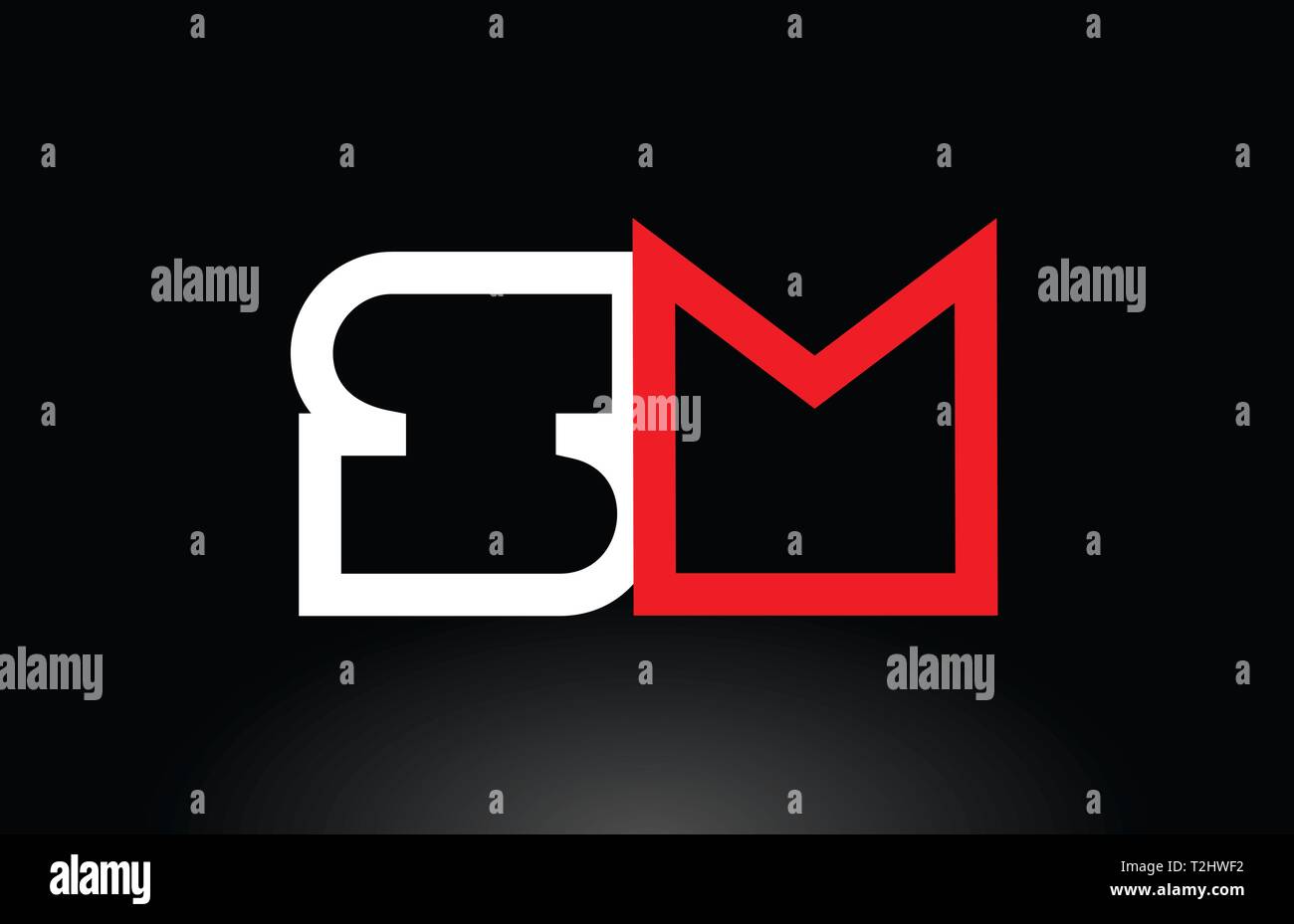 red white alphabet letter logo combination sm s m design suitable for a ...