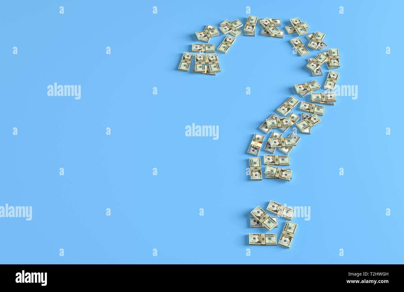 Question mark made from Dollar bills - 3D Rendering Question mark made ...