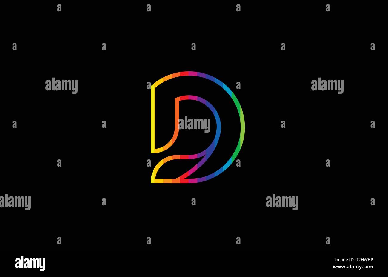 rainbow color colored colorful alphabet letter d logo design suitable ...
