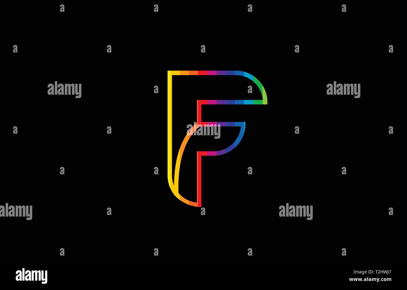 rainbow color colored colorful alphabet letter f logo design suitable ...