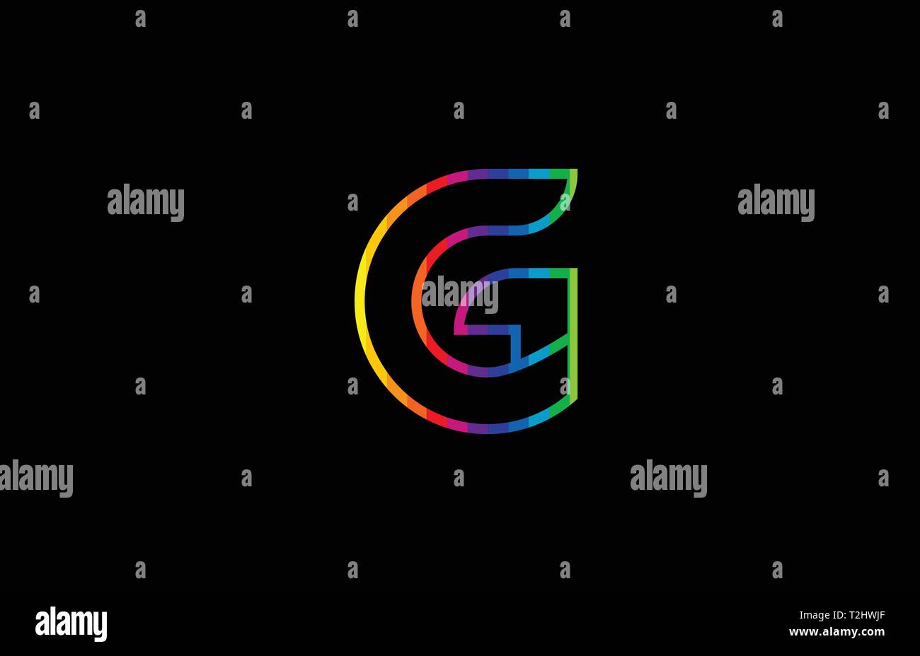 rainbow color colored colorful alphabet letter g logo design suitable ...