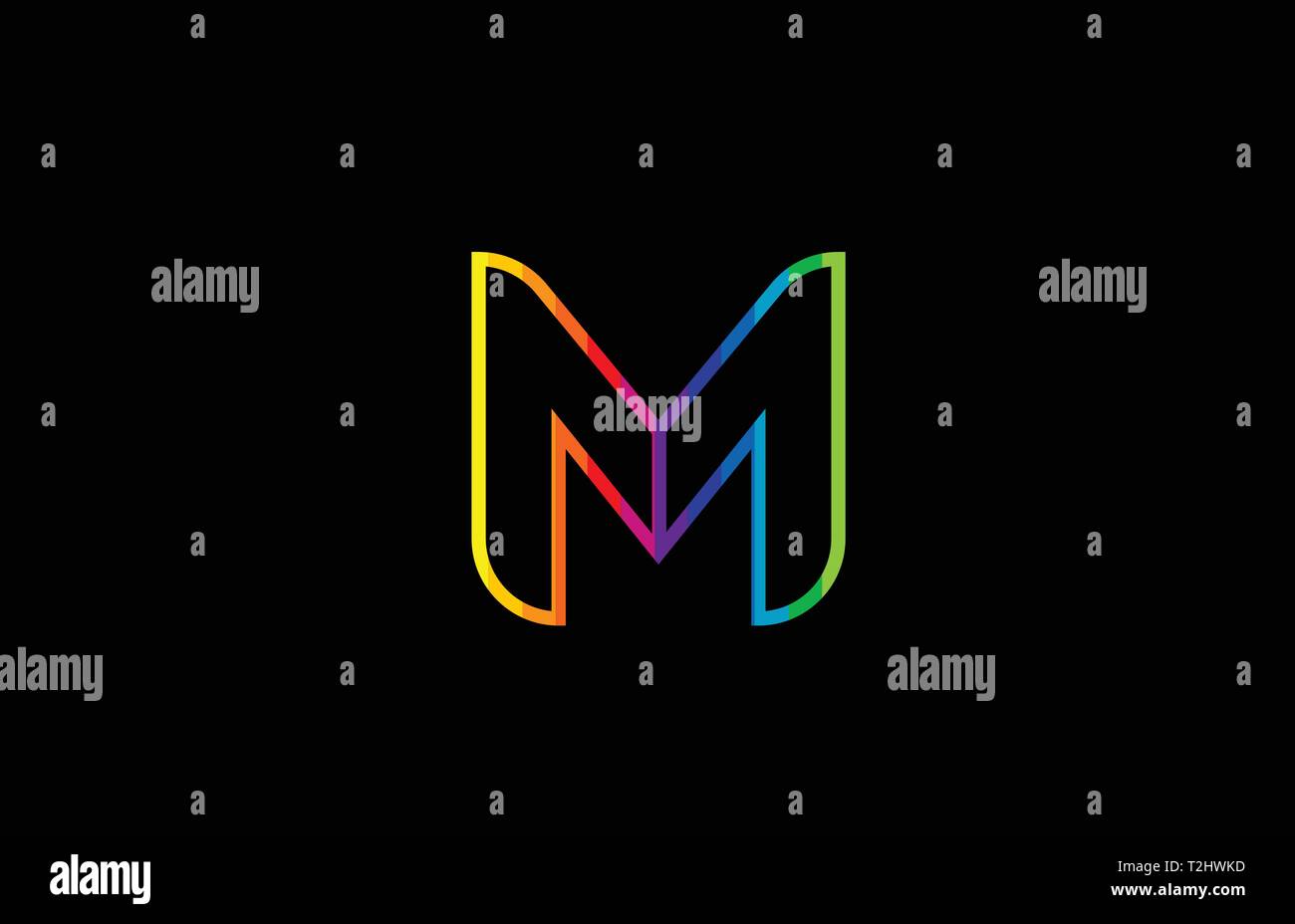 rainbow color colored colorful alphabet letter m logo design suitable ...