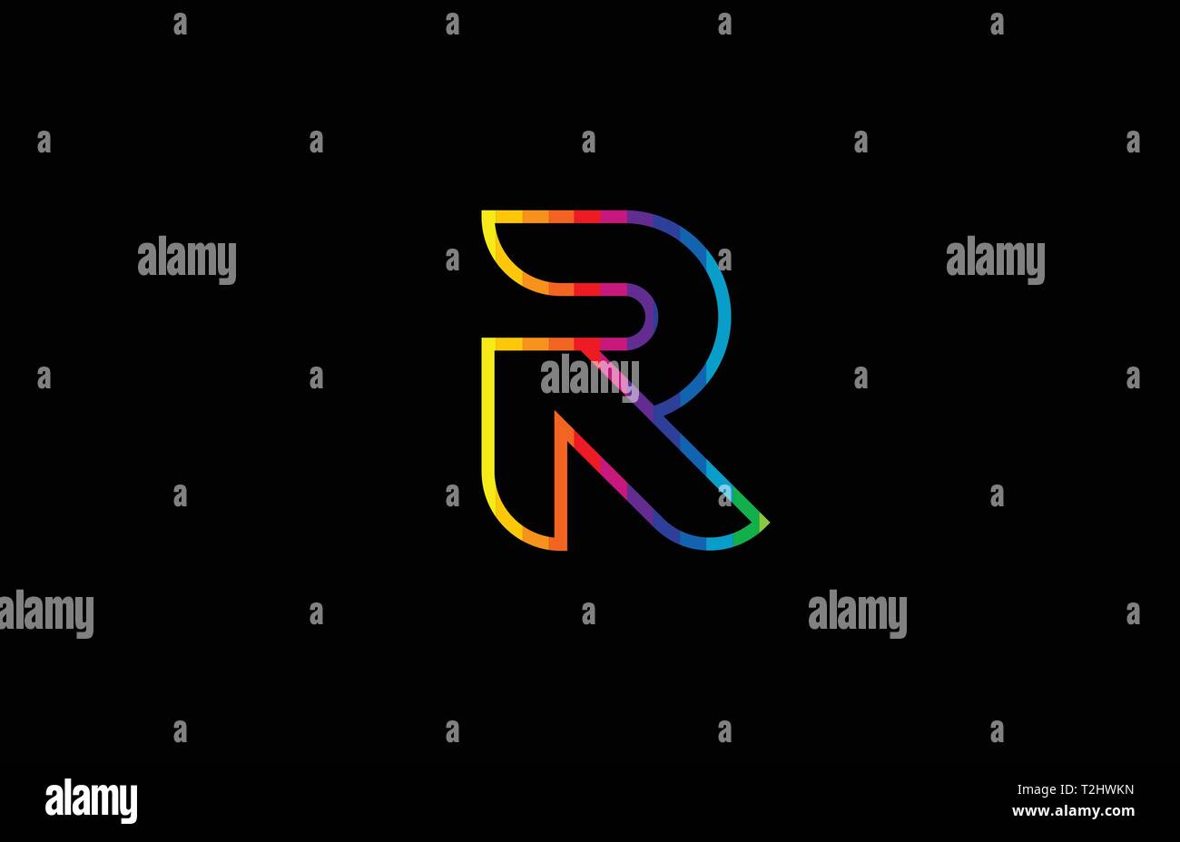 rainbow color colored colorful alphabet letter r logo design suitable ...