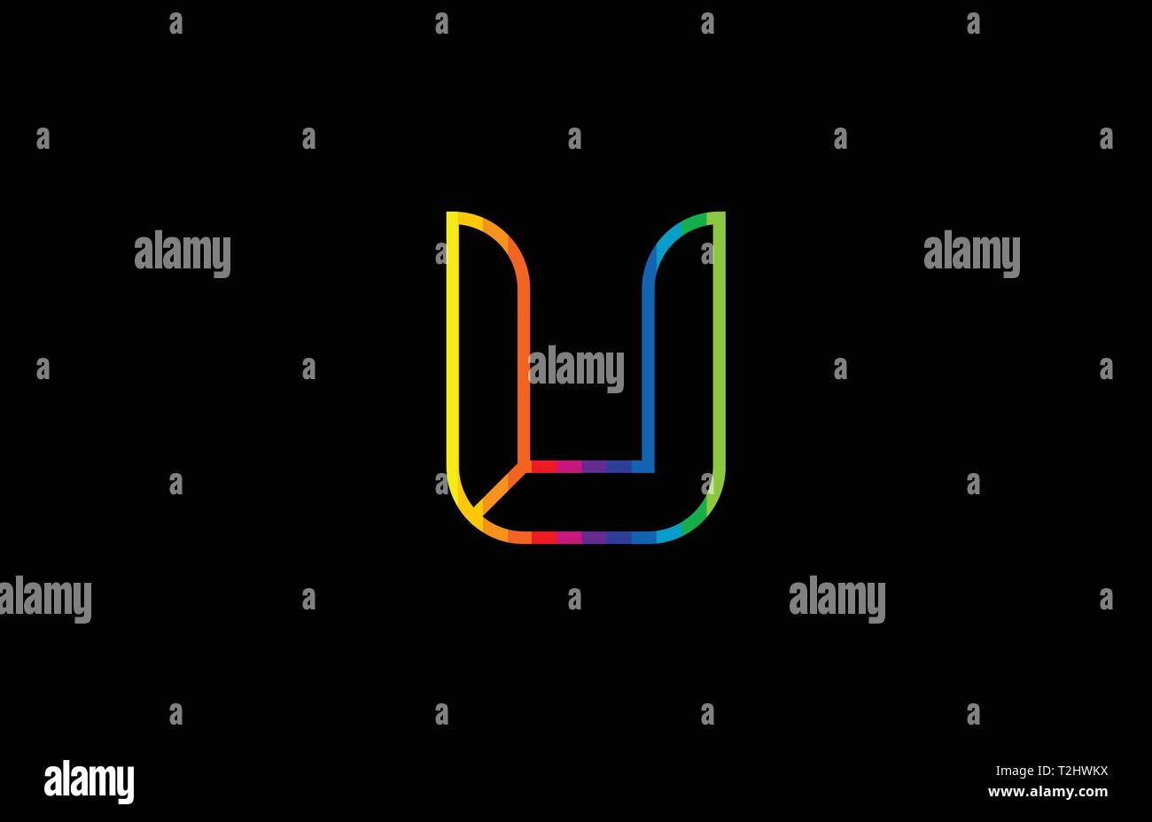 rainbow color colored colorful alphabet letter u logo design suitable ...