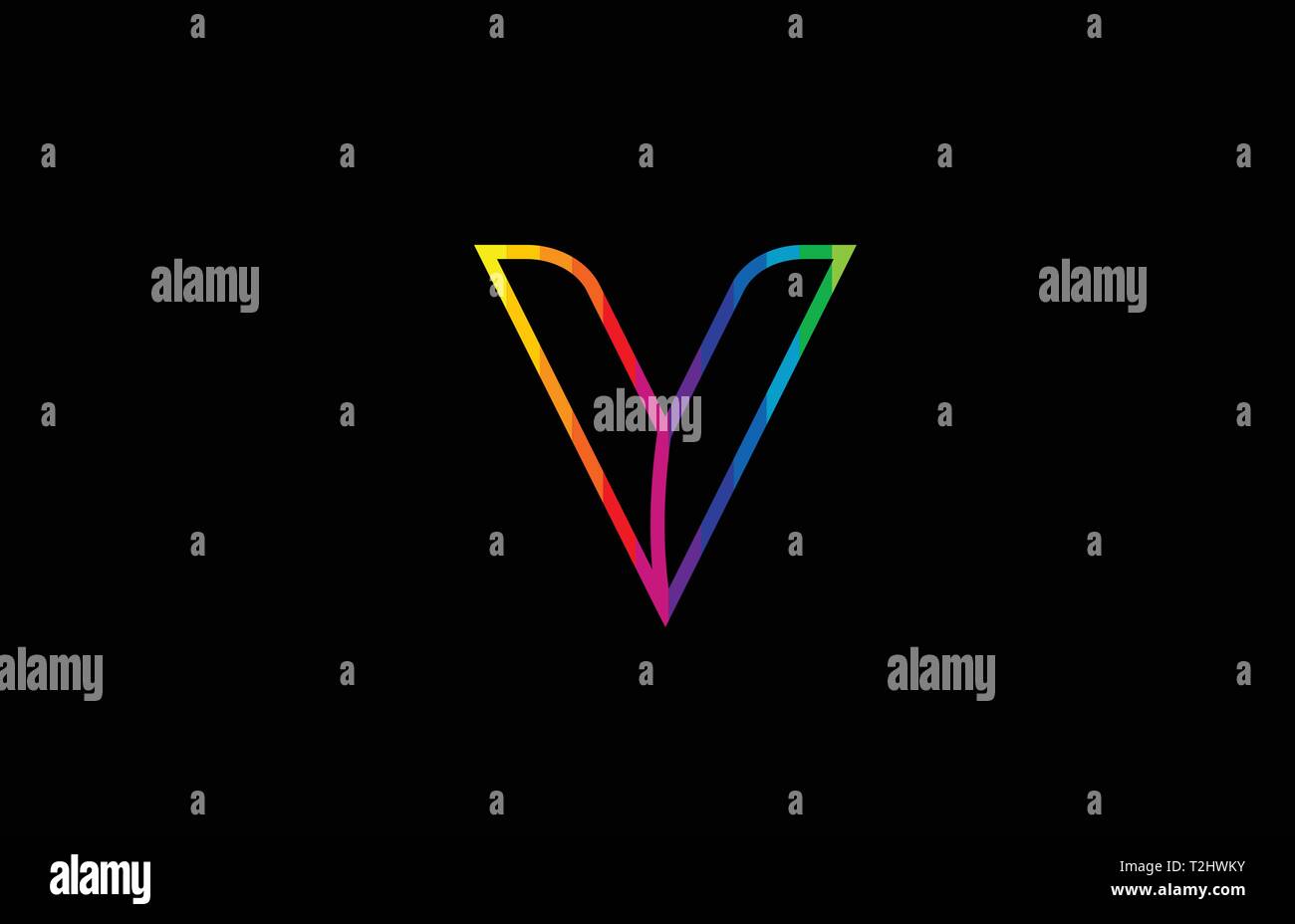 rainbow color colored colorful alphabet letter v logo design suitable ...