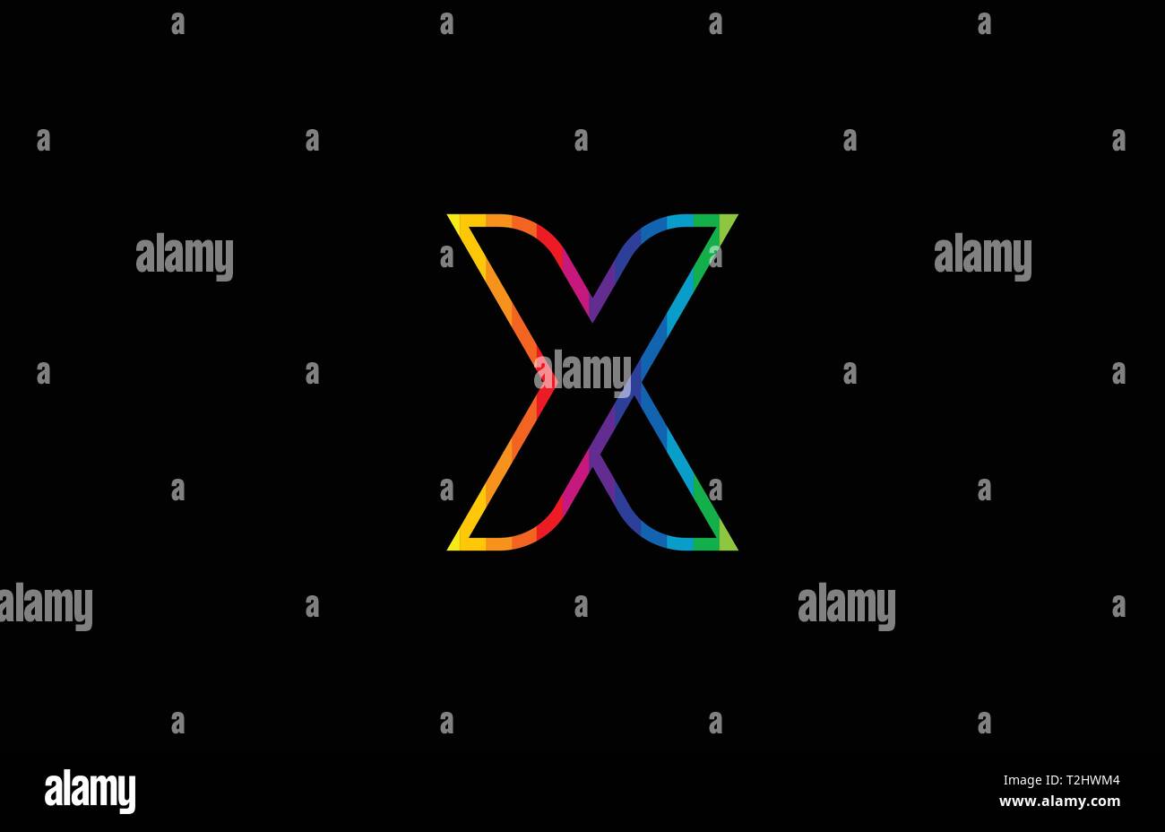 rainbow color colored colorful alphabet letter x logo design suitable ...