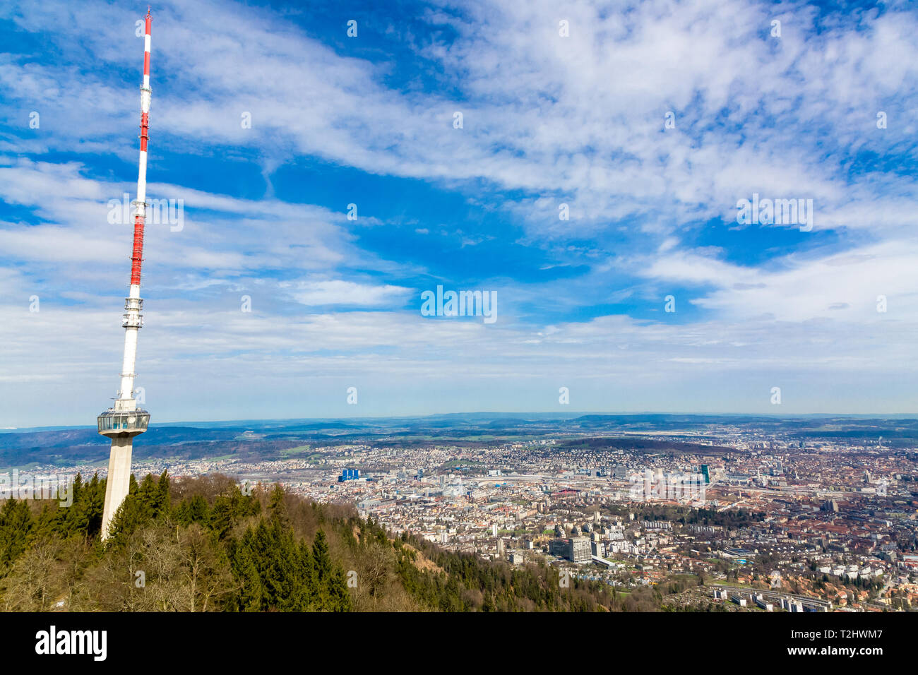 Panorama of Zurich city from the top of Uetliberg mountain Stock Photo ...
