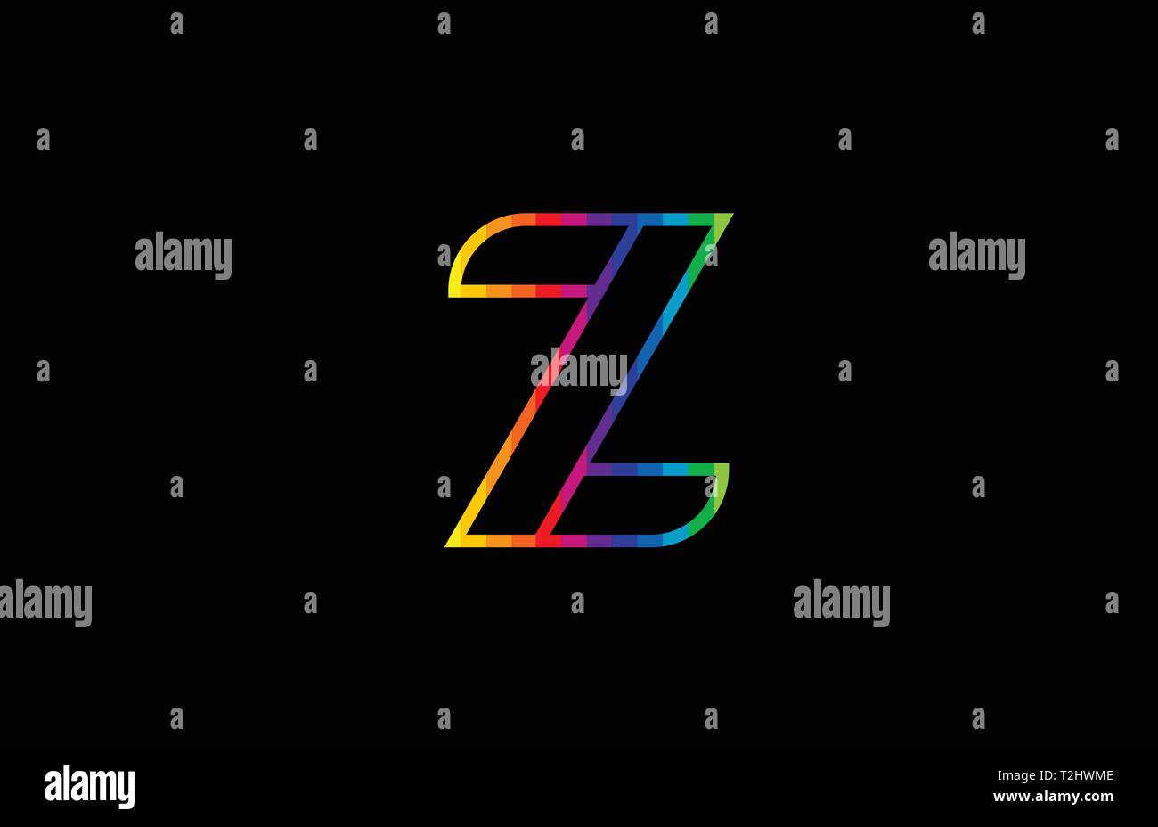 rainbow color colored colorful alphabet letter z logo design suitable ...