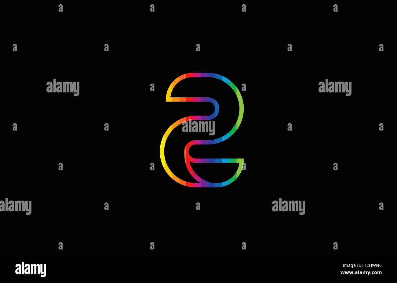 rainbow color colored colorful number 2 two logo design suitable for a ...