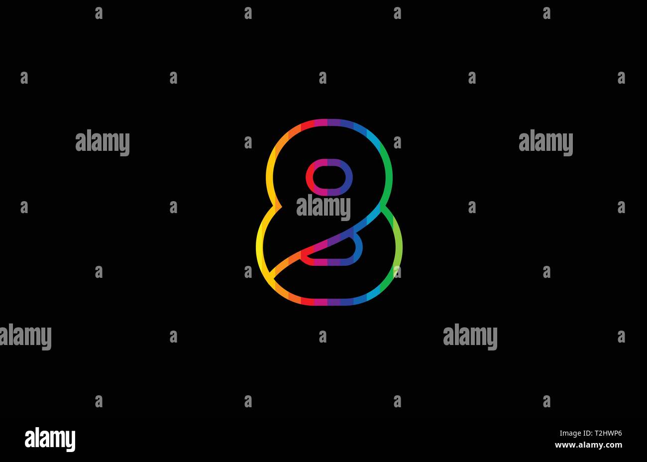 rainbow color colored colorful number 8 logo design suitable for a ...
