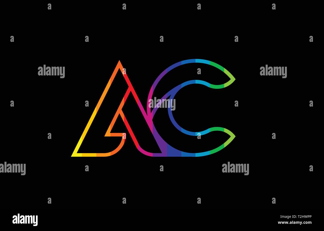 rainbow color colored colorful alphabet letter ac a c logo combination ...