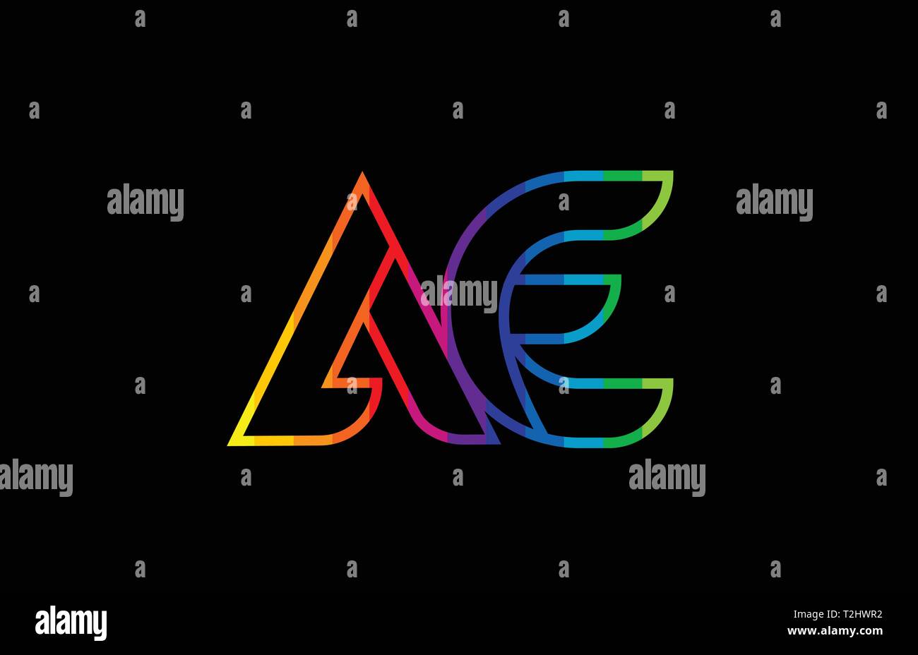 rainbow color colored colorful alphabet letter ae a e logo combination ...
