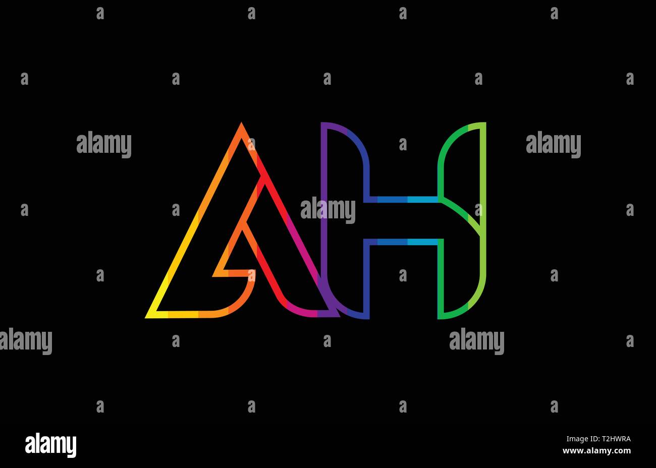 rainbow color colored colorful alphabet letter ah a h logo combination ...