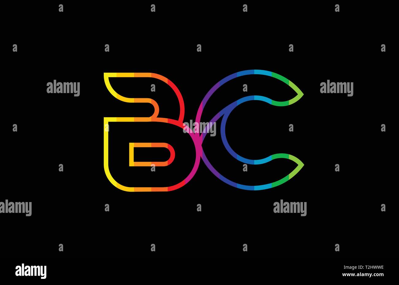 rainbow color colored colorful alphabet letter bc b c logo combination ...