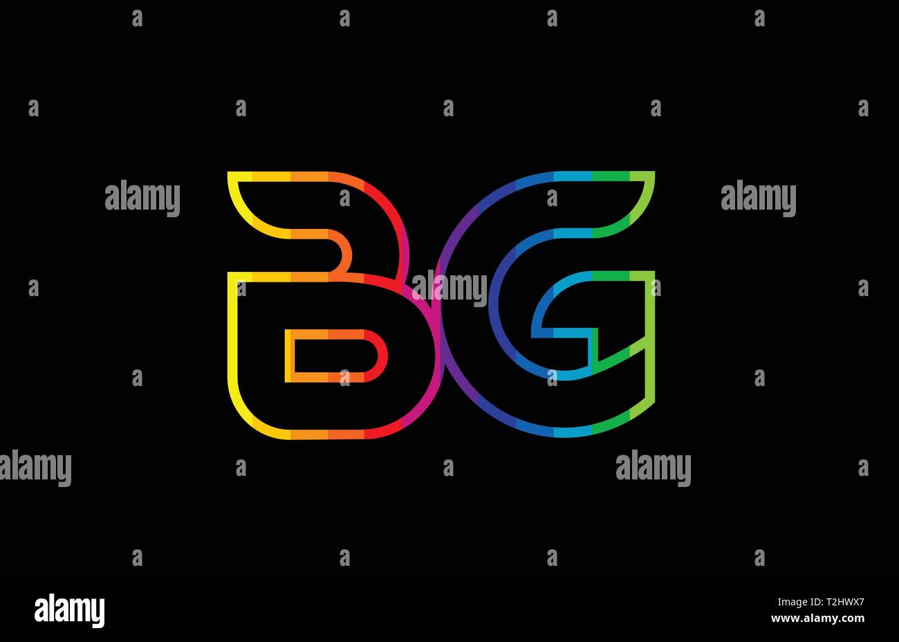 rainbow color colored colorful alphabet letter bg b g logo combination ...