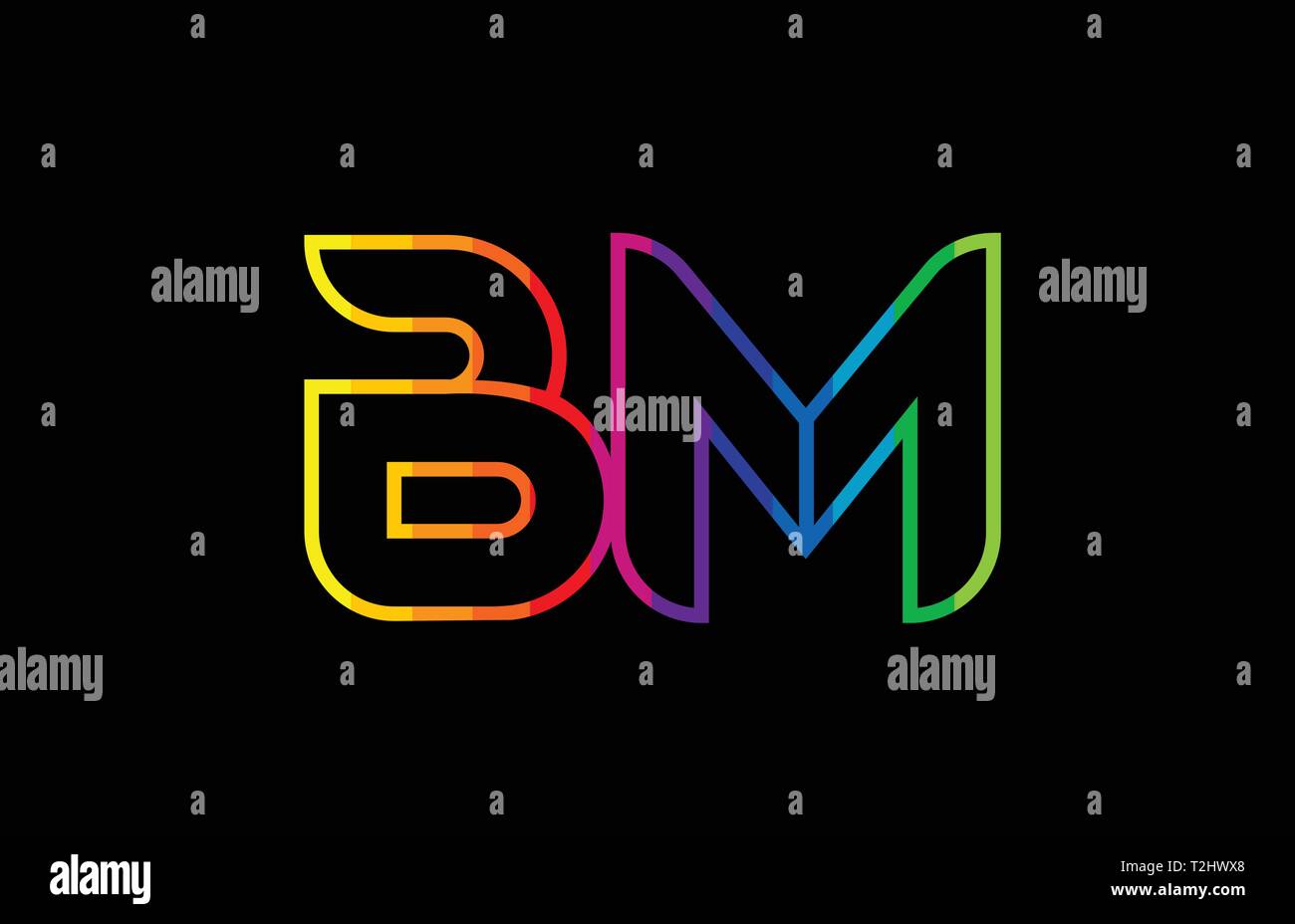 rainbow color colored colorful alphabet letter bm b m logo combination ...