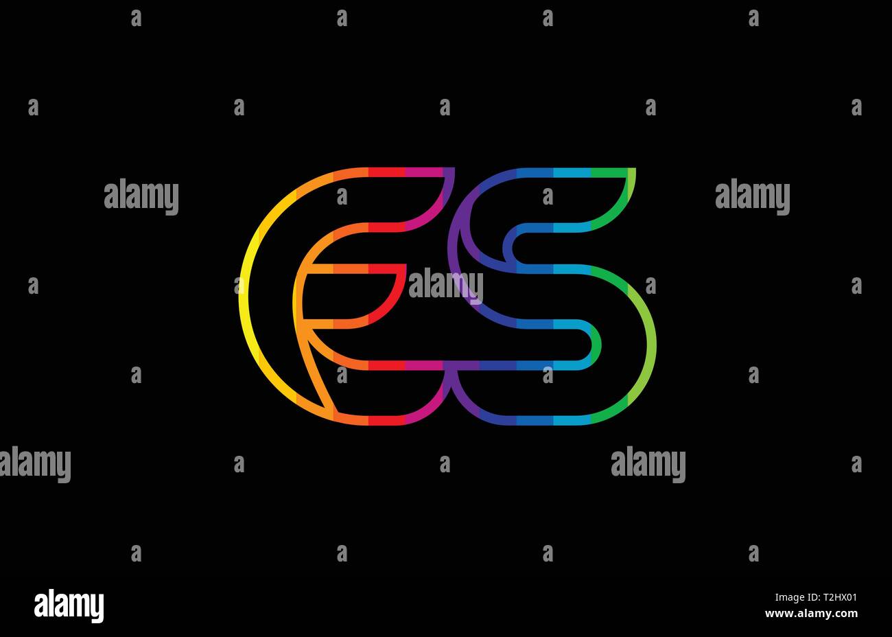 rainbow color colored colorful alphabet letter es e s logo combination ...