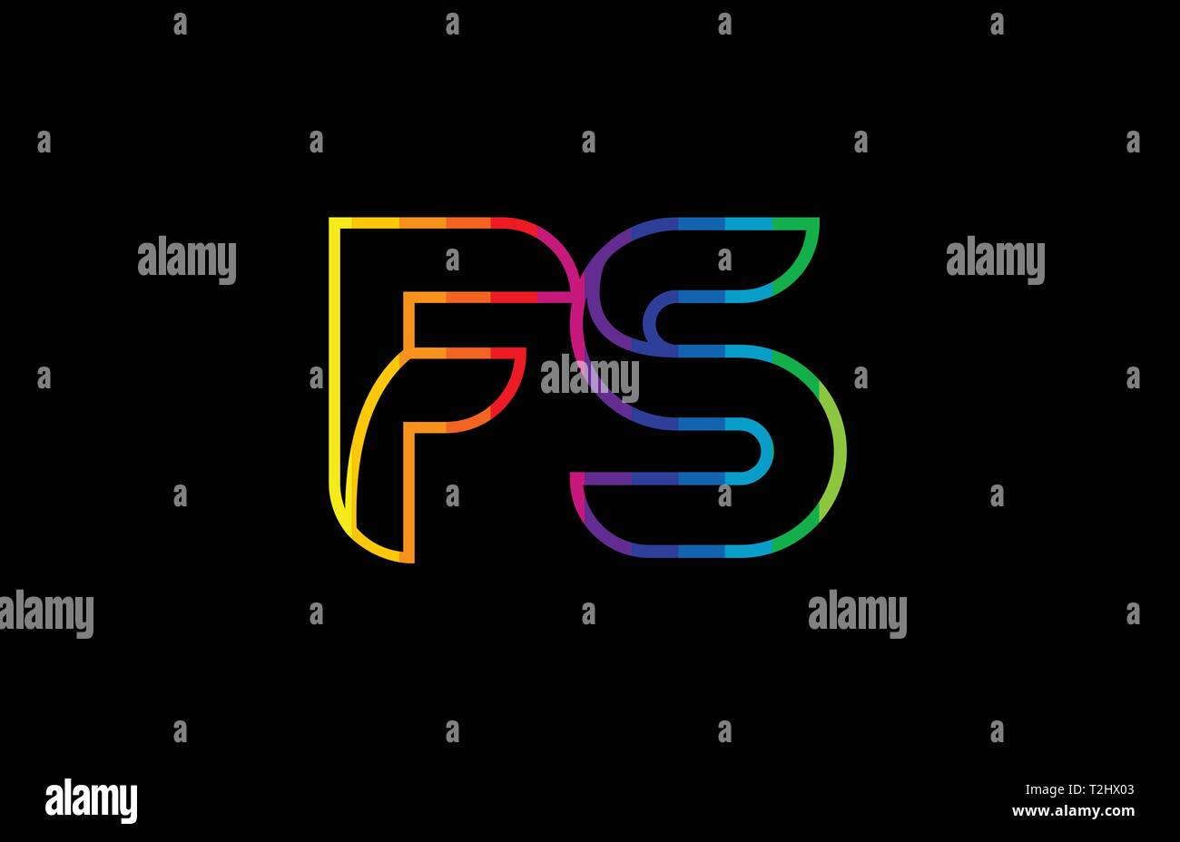 rainbow color colored colorful alphabet letter fs f s logo combination ...