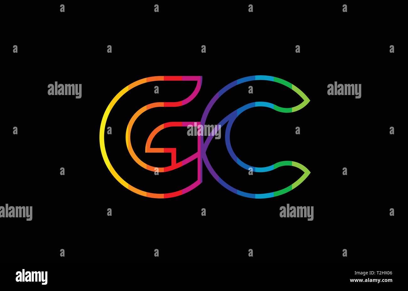 rainbow color colored colorful alphabet letter gc g c logo combination ...