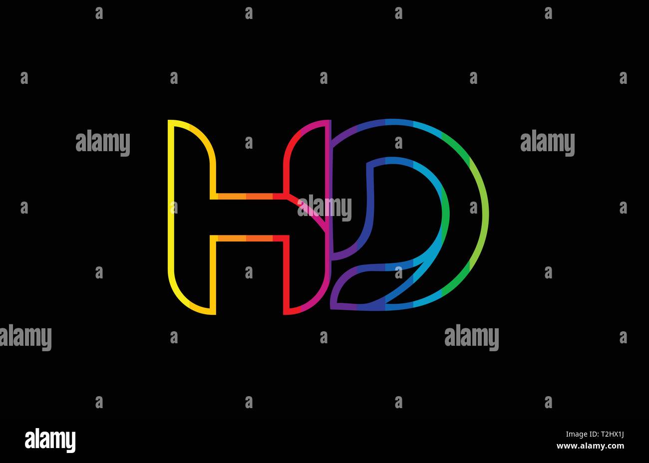 rainbow color colored colorful alphabet letter hd h d logo combination ...