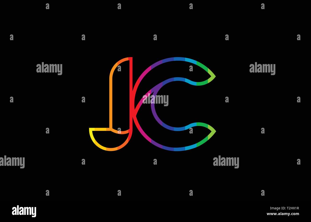 rainbow color colored colorful alphabet letter jc j c logo combination ...