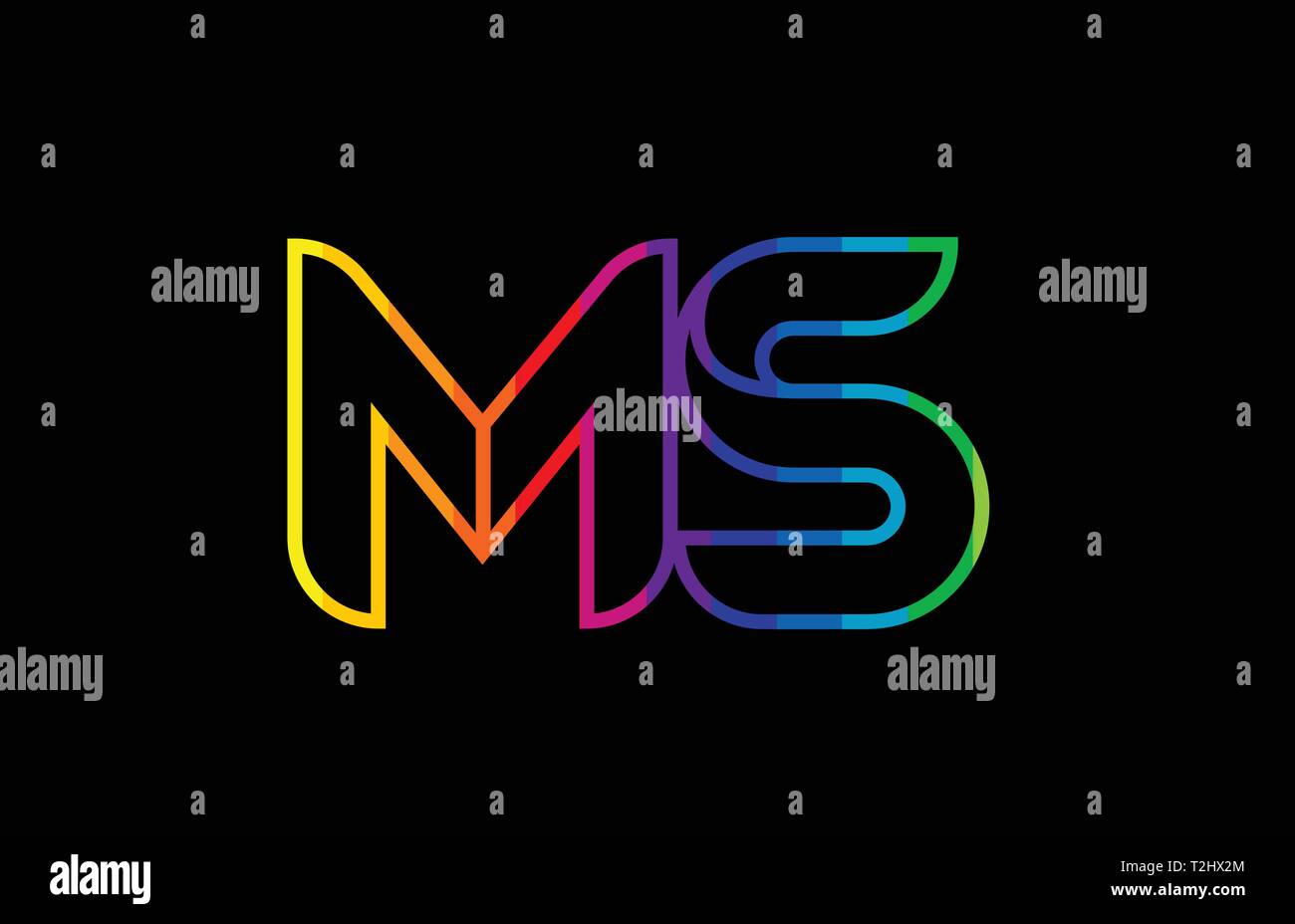rainbow color colored colorful alphabet letter ms m s logo combination ...